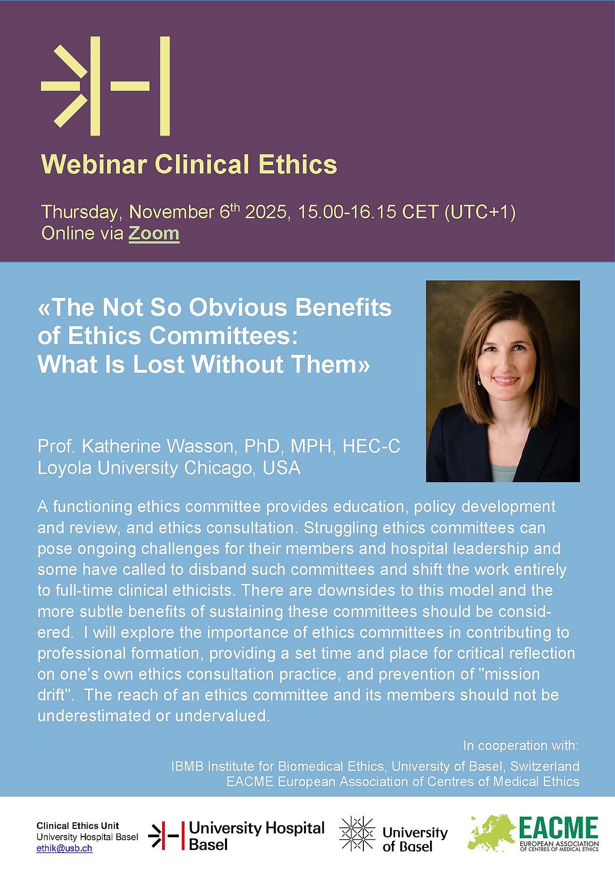 Webinar - Clinical Ethics on Thursday, November 6th 2025 | Institute ...